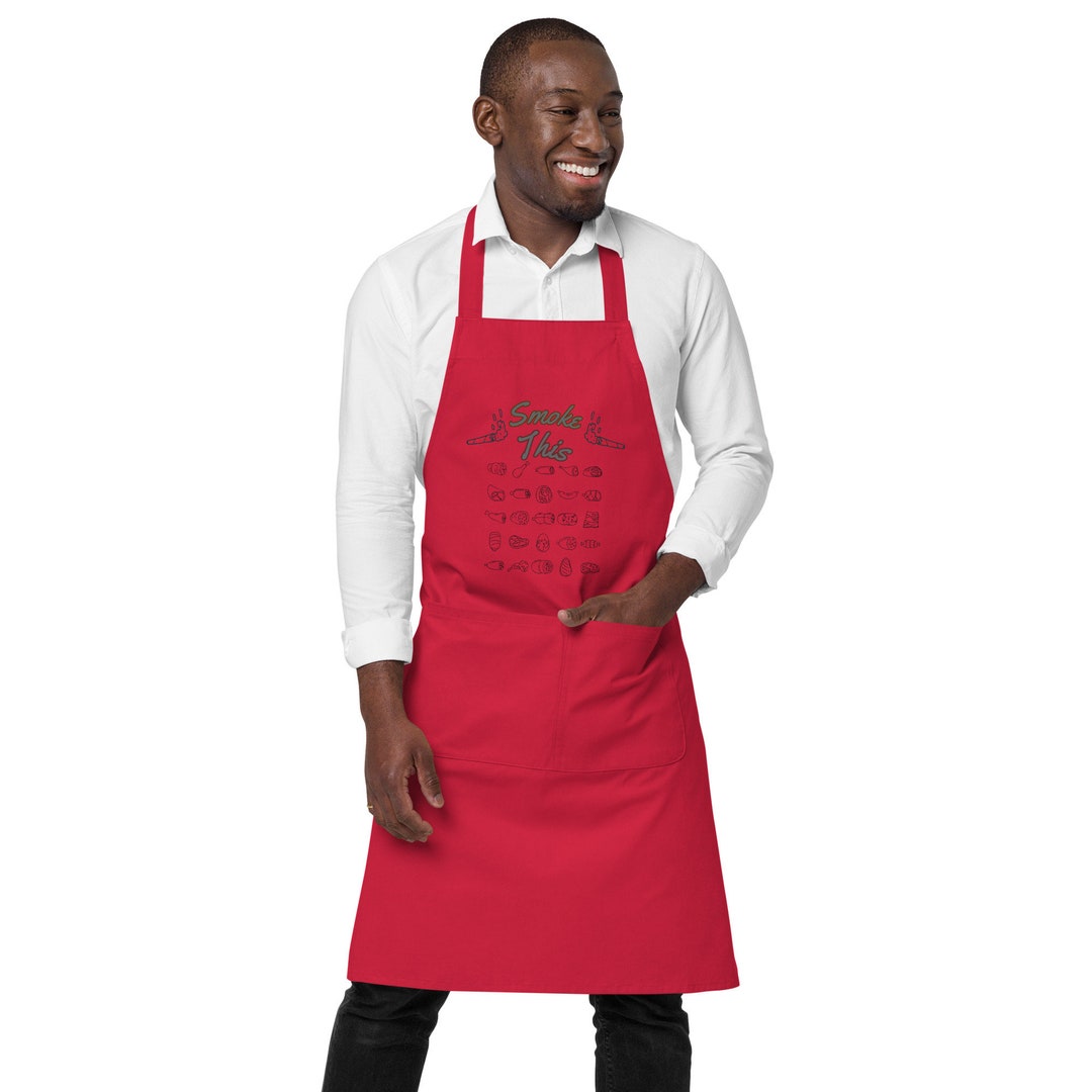 Organic Cotton Apron for a Man, Weed Leaf Kitchen Apron, 420 Gifts ...