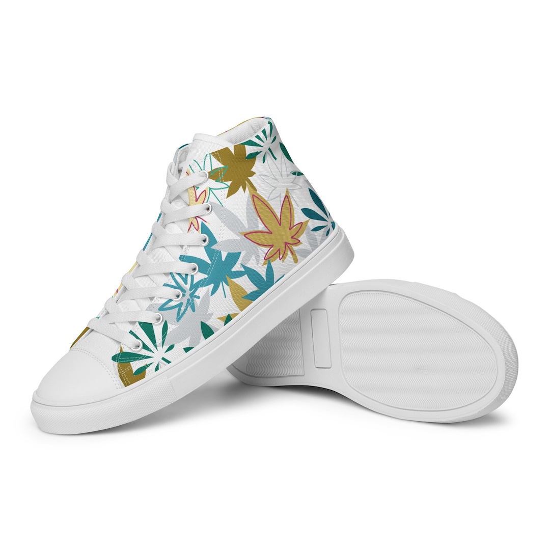 Womens Pot Leaf Weed High Top Canvas Shoes, 420 Hi Tops, Marijuana ...