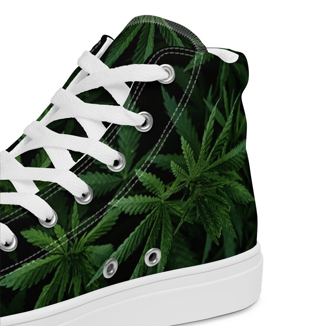 Men’s Weed Leaf High Top Canvas Shoes, Pot Leaf Clothing, Cannabis ...