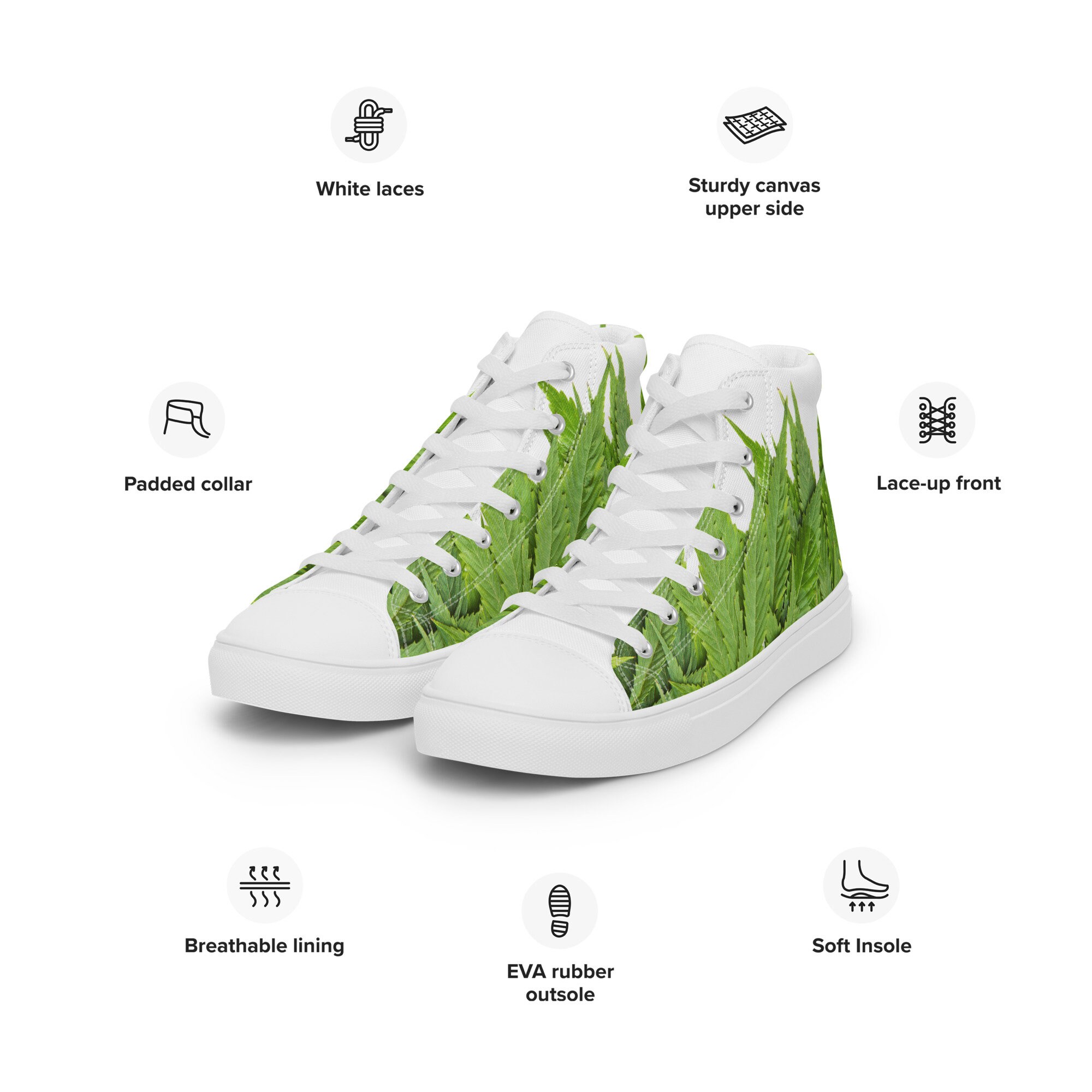 MEN'S Pot Leaf High Top Canvas Shoes Weed Leaf Clothing Great Gift for ...