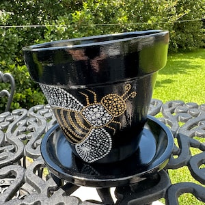 Bee Flower Pot Bee Plant Pot Hand Painted Terracotta Pot Gift ...