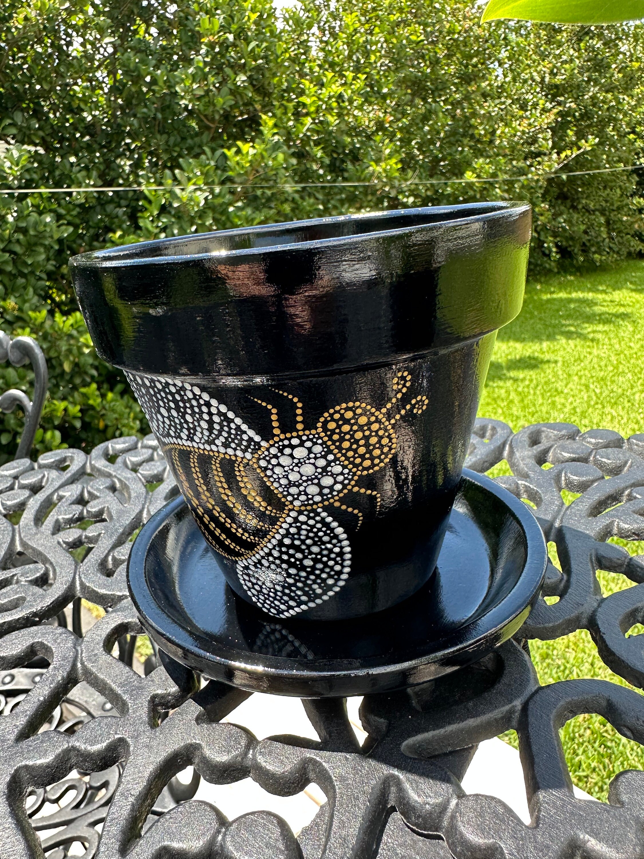 Bee Flower Pot Bee Plant Pot Hand Painted Terracotta Pot Gift ...