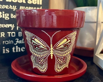 Butterfly Flower Pot Butterfly Plant Pot Hand Painted Terracotta Pot ...