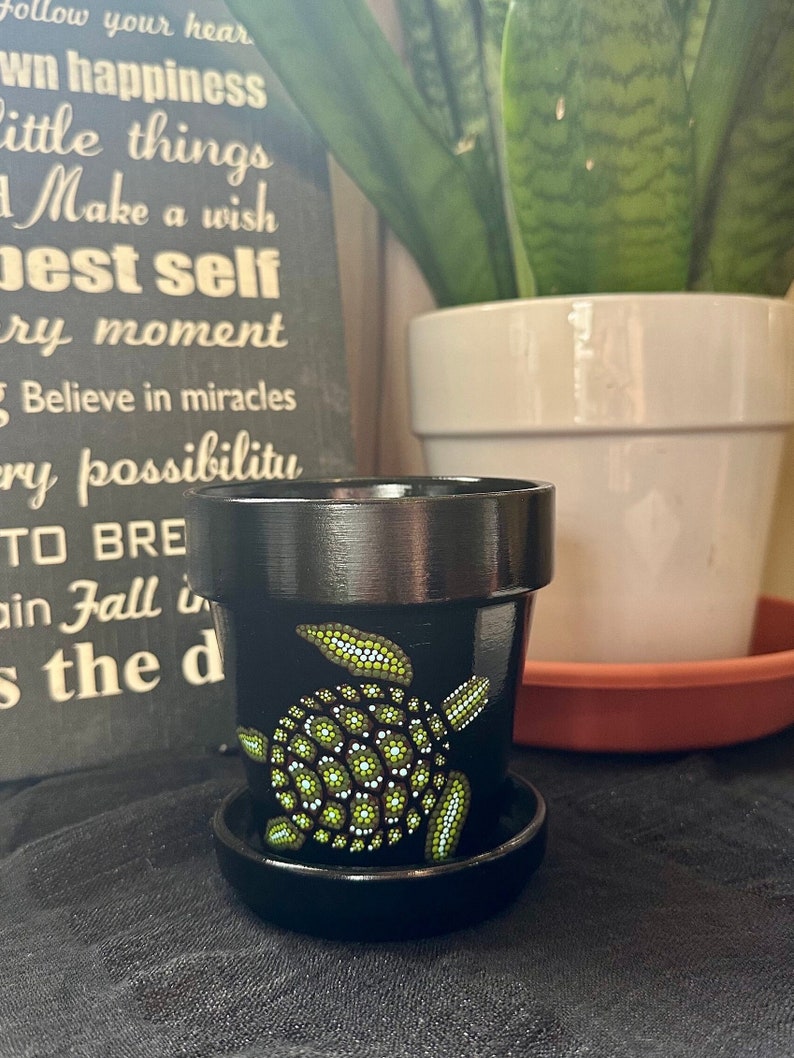 Sea Turtle Flower Pot Sea Turtle Plant Pot Hand Painted Terracotta Pot ...