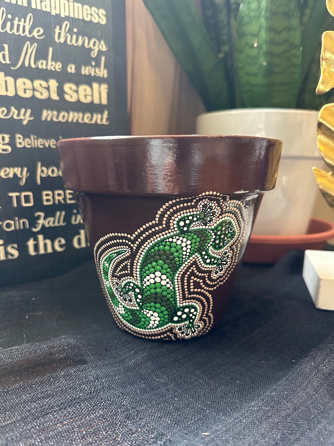 Lizard Flower Pot | Lizard Plant Pot | Hand Painted Terracotta Pot ...