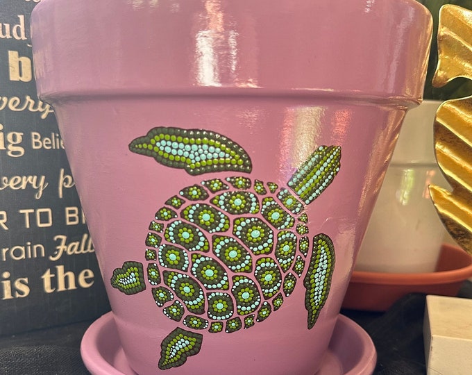 Sea Turtle Flower Pot | Sea Turtle Plant Pot | Hand Painted Terracotta ...