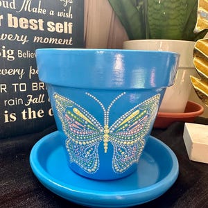 Butterfly Flower Pot | Butterfly Plant Pot | Hand Painted Terracotta ...
