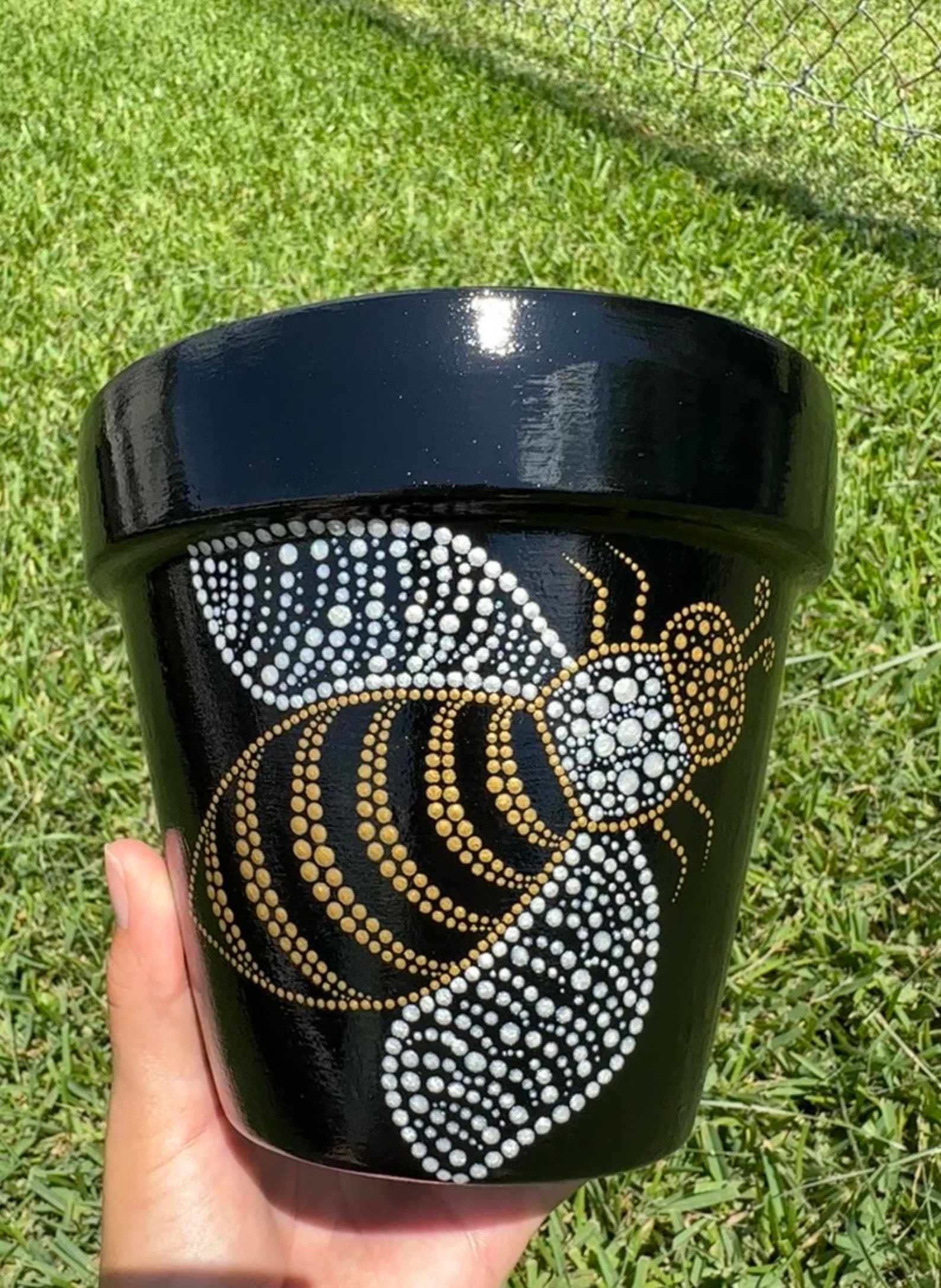 Bee Flower Pot Bee Plant Pot Hand Painted Terracotta Pot Gift ...