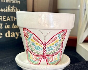 Butterfly Flower Pot Butterfly Plant Pot Hand Painted Terracotta Pot ...