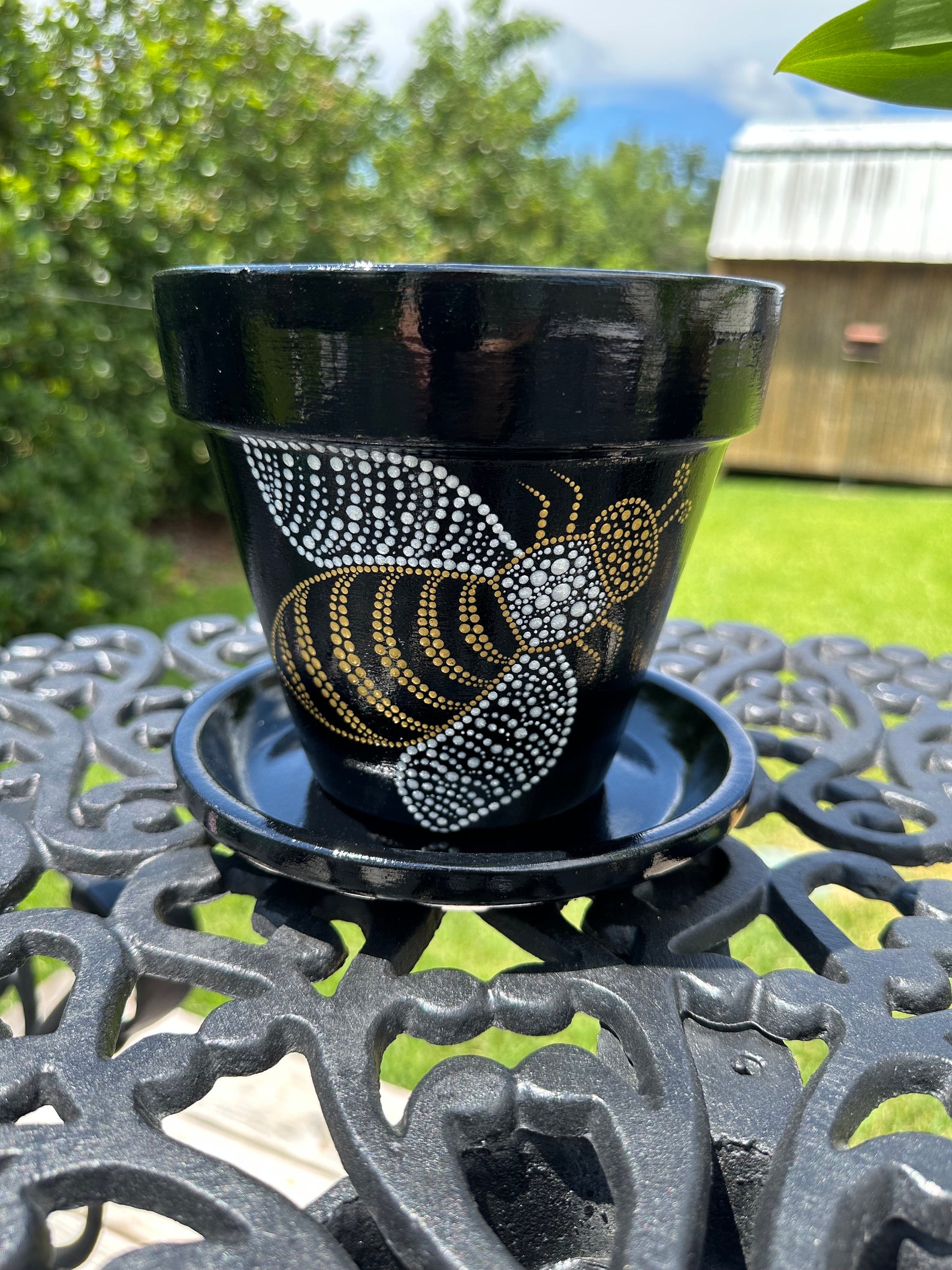 Bee Flower Pot Bee Plant Pot Hand Painted Terracotta Pot Gift ...
