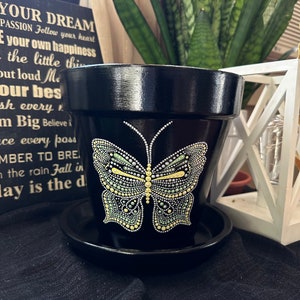 Butterfly Flower Pot Butterfly Plant Pot Hand Painted Terracotta Pot ...