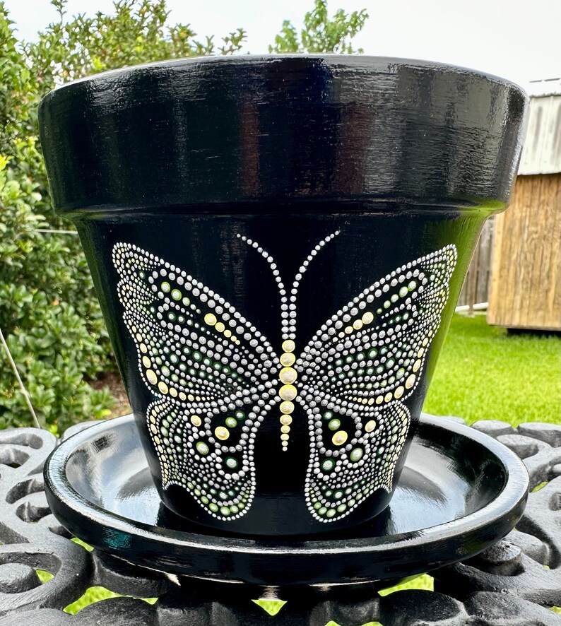 Butterfly Flower Pot Butterfly Plant Pot Hand Painted - Etsy