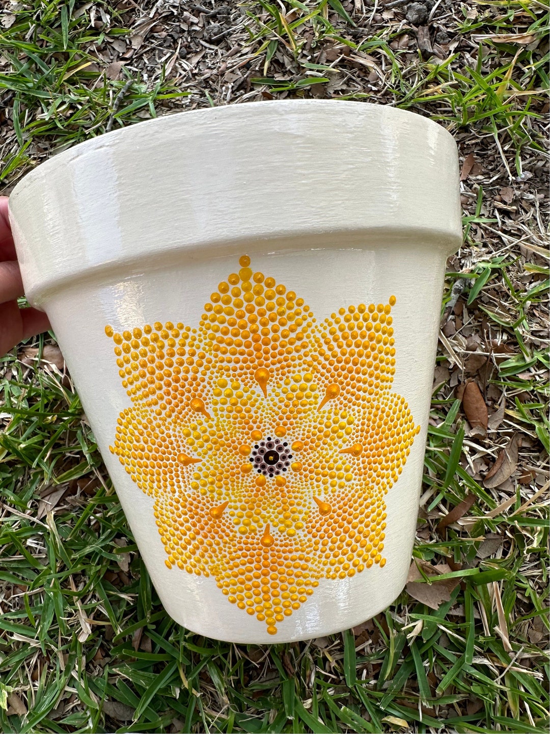 Yellow Flower Painted Plant Pot Hand Painted Terracotta Pot - Etsy