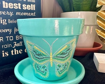 Butterfly Flower Pot Butterfly Plant Pot Hand Painted Terracotta Pot ...
