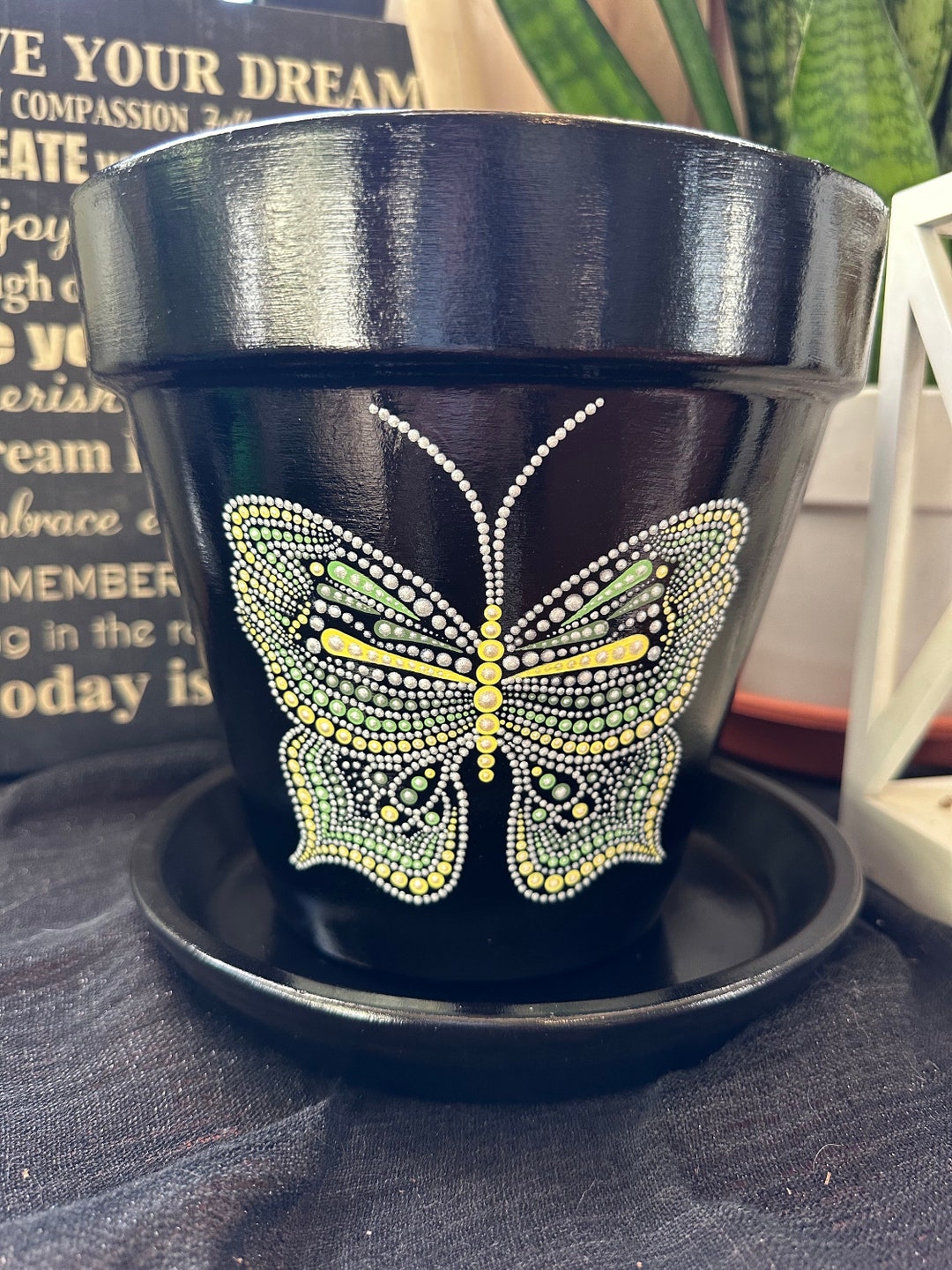 Butterfly Flower Pot | Butterfly Plant Pot | Hand Painted Terracotta ...