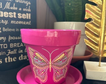 Butterfly Flower Pot Butterfly Plant Pot Hand Painted Terracotta Pot ...