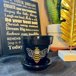 Bee Flower Pot | Bee Plant Pot | Hand Painted Terracotta Pot | Gift ...