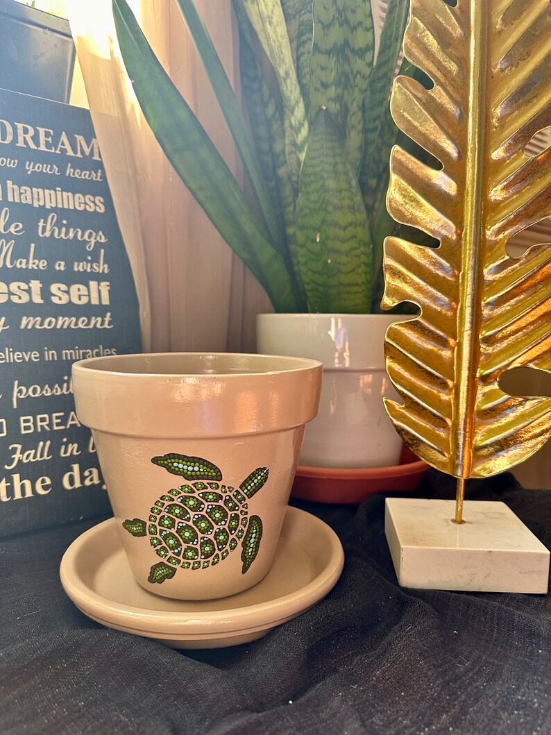 Sea Turtle Flower Pot Sea Turtle Plant Pot Hand Painted - Etsy