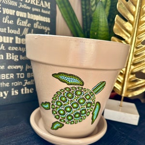 Sea Turtle Flower Pot | Sea Turtle Plant Pot | Hand Painted Terracotta ...