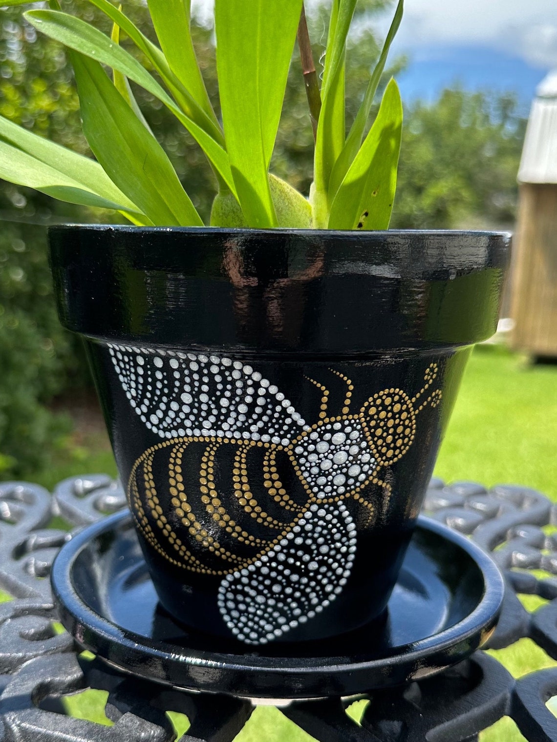 Bee Flower Pot Bee Plant Pot Hand Painted Terracotta Pot Gift ...