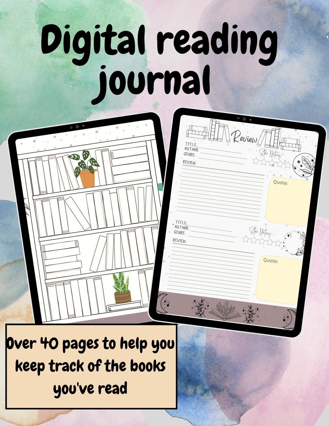 Digital Reading Journal, Digital Reading Planner, Book Tracker, Digital ...