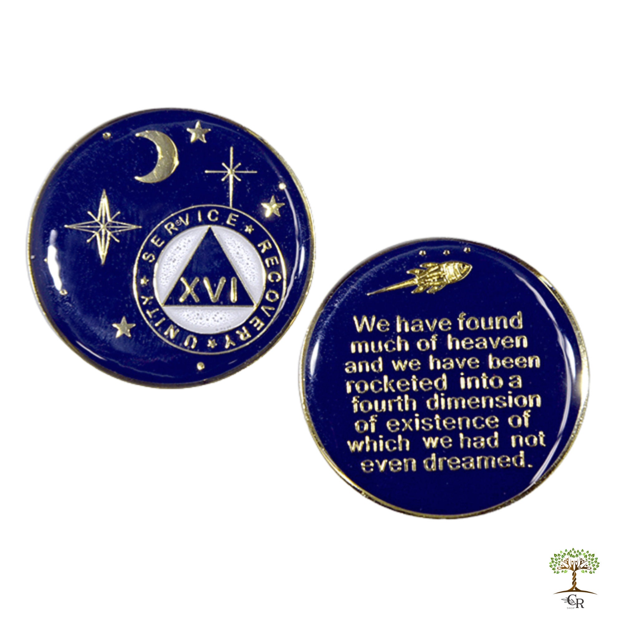 AA Birthday Coin Moon and Stars Medallion Alcoholics Anonymous Recovery ...