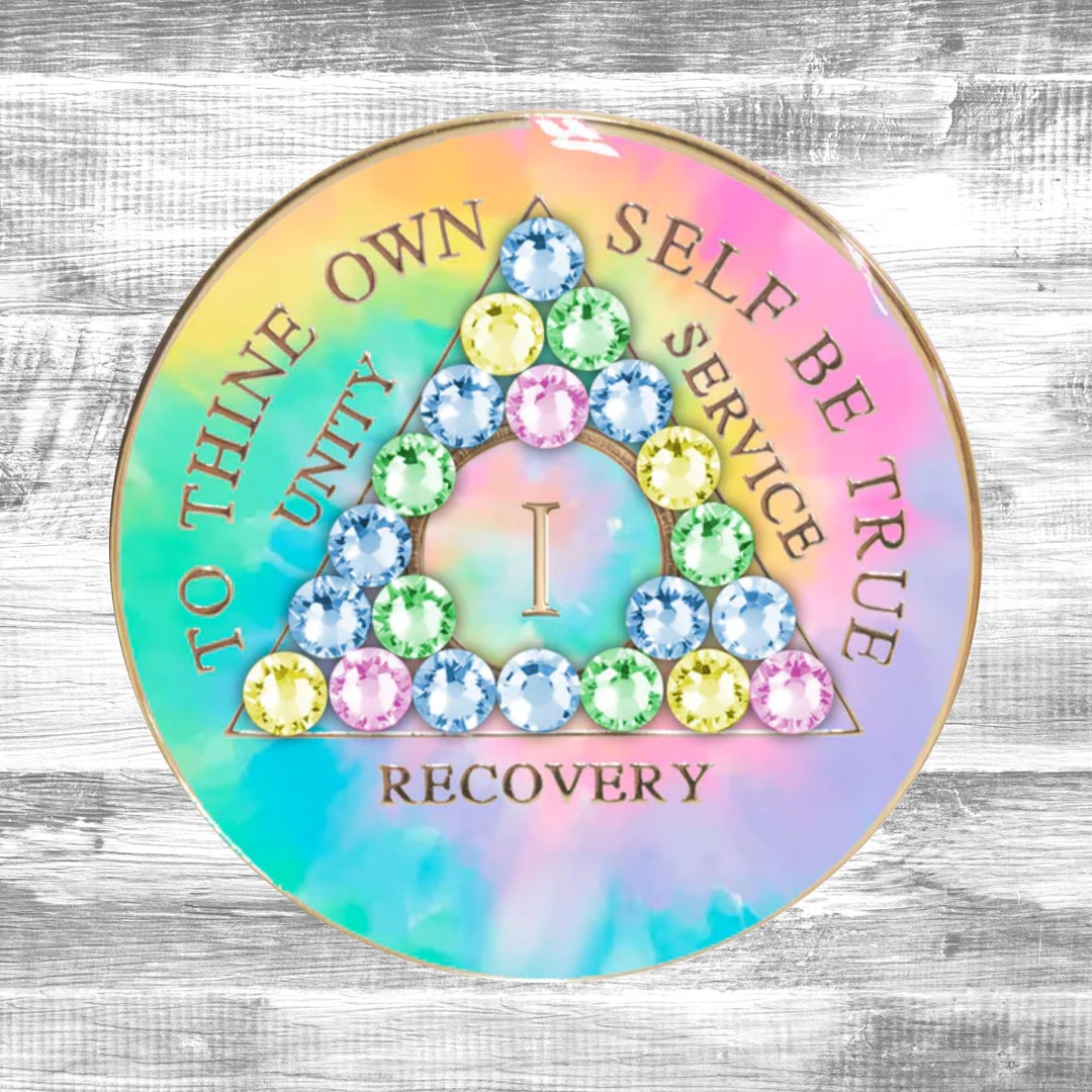 AA Psychedelic Change Crystal Patchwork Coin Medallion | Alcoholics ...