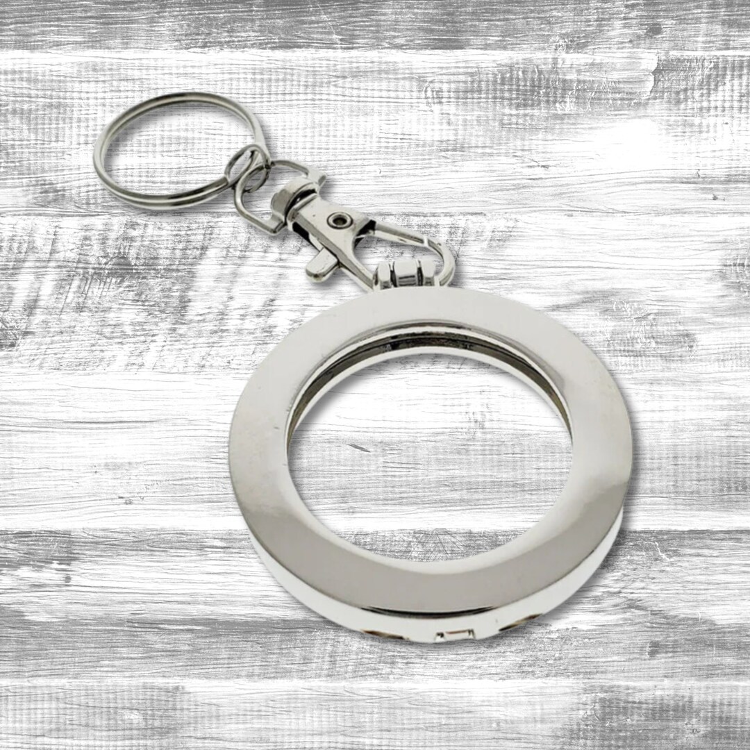 Silver Tone Hinged Medallion Keychain - 12 Step Sobriety Key Fob (34mm ...