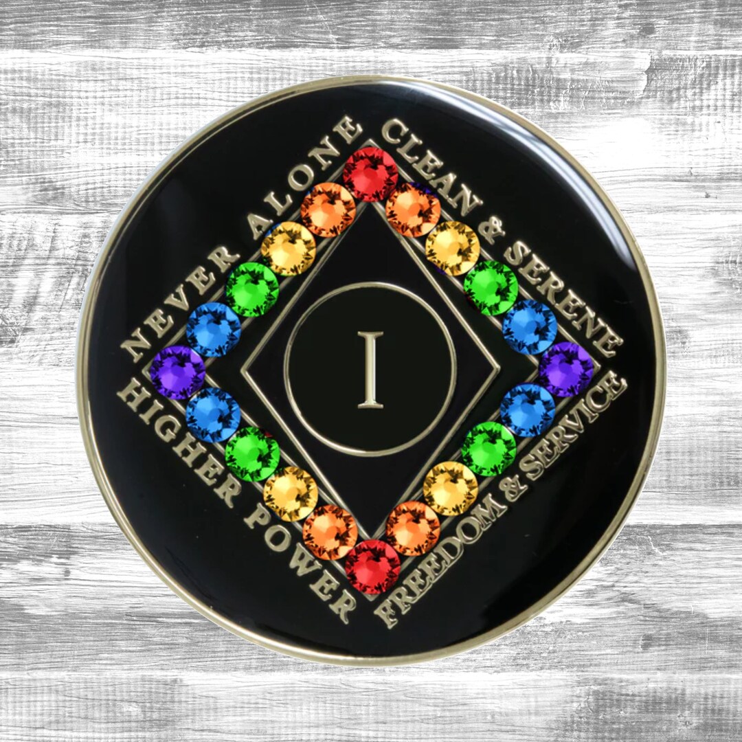 NA Clean Time Black LGBT Rainbow Crystal Coin Medallion | Narcotics ...
