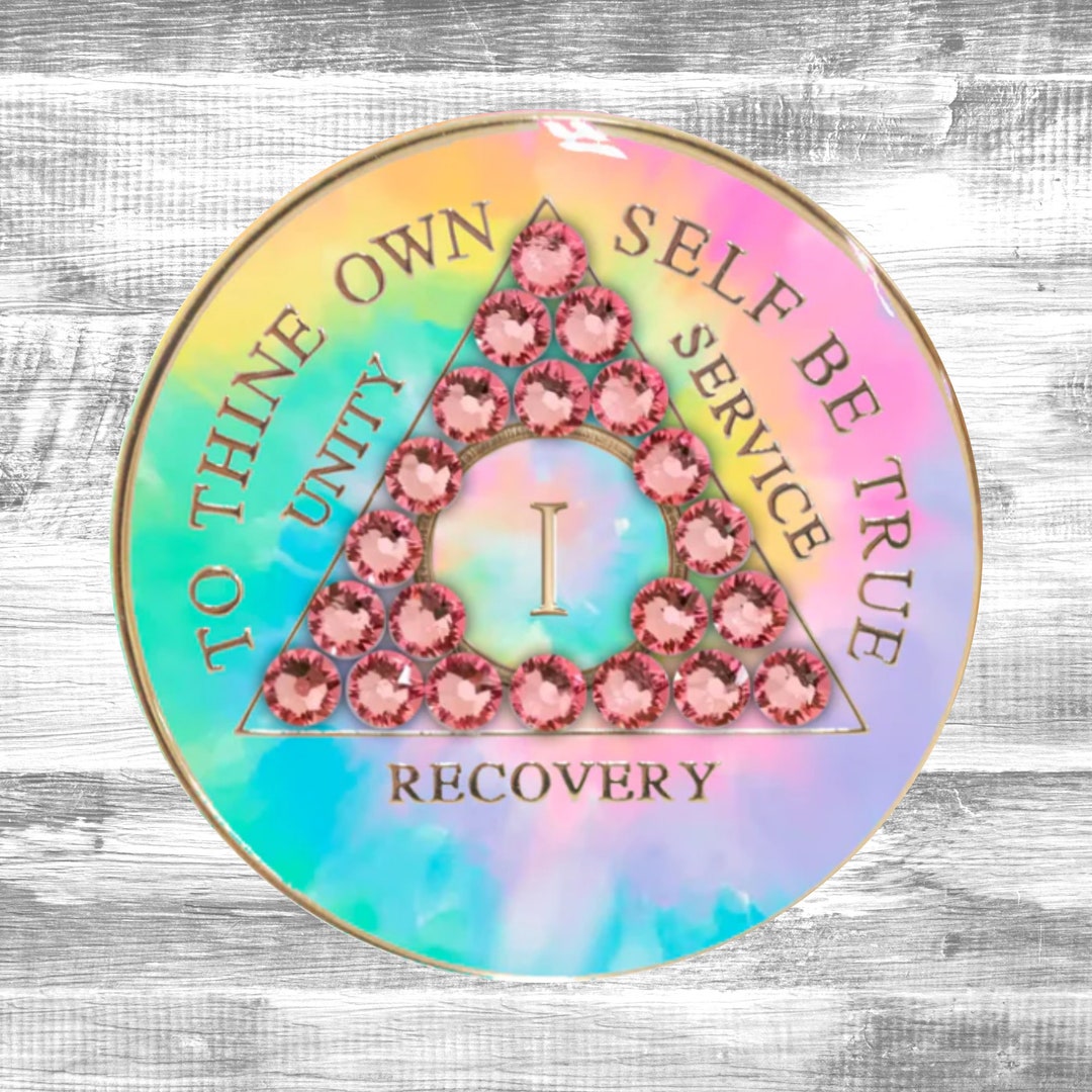 AA Psychedelic Change Crystal Light Rose Coin Medallion | Alcoholics ...