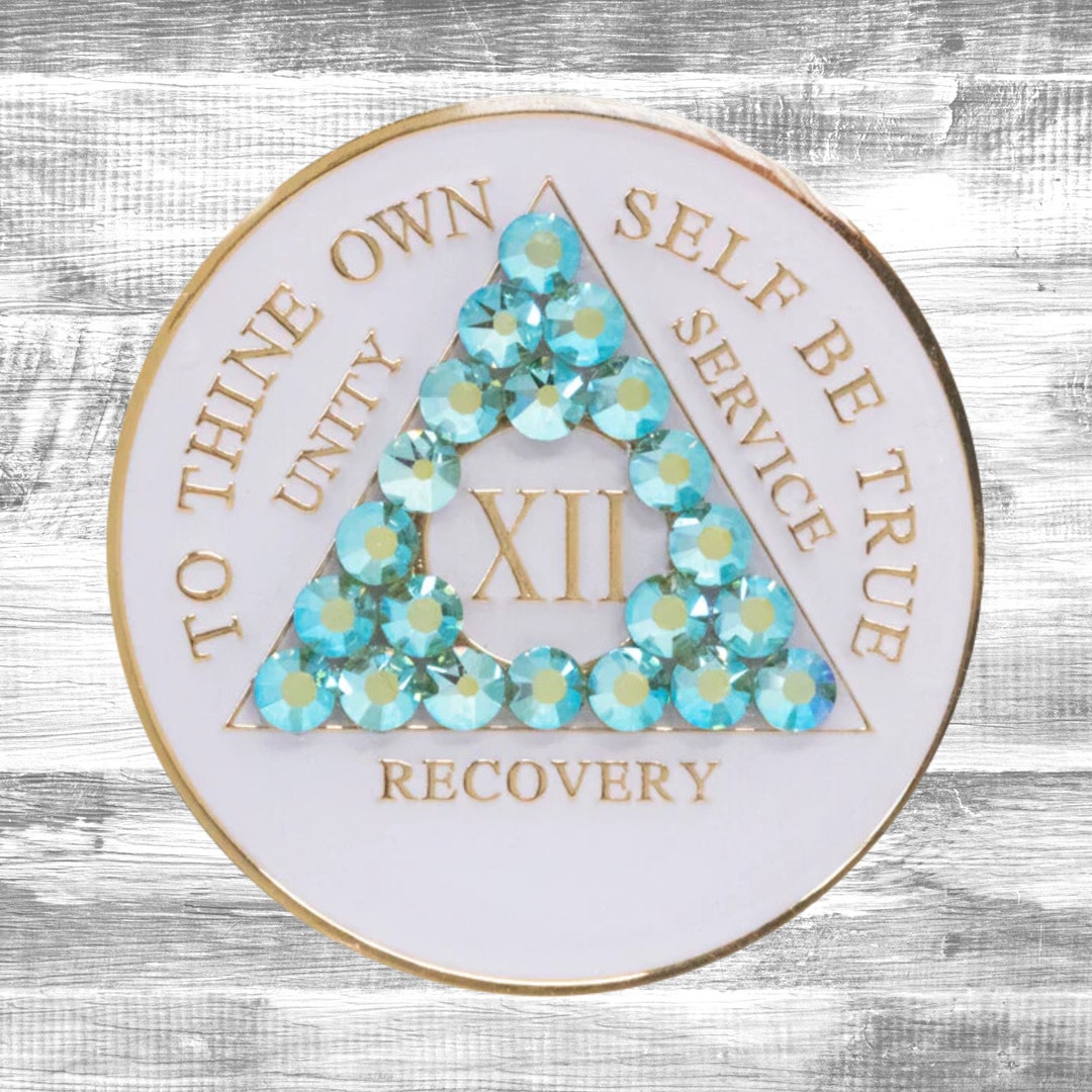 AA Crystallized White Peridot Birthday Coin Medallion | Alcoholics ...