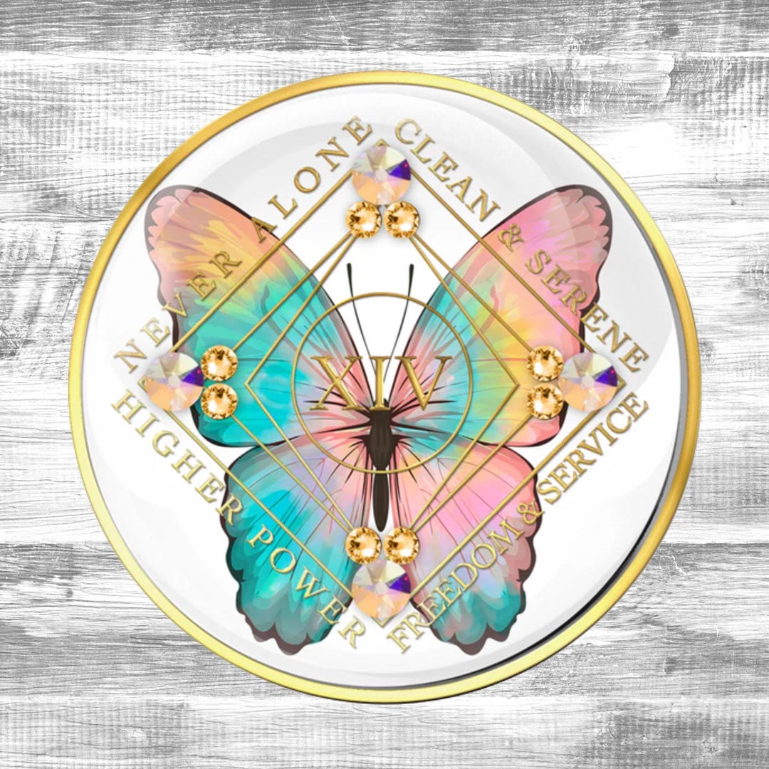 NA Clean Time Butterfly Medallion W/ab and Gold Crystals: Narcotics ...