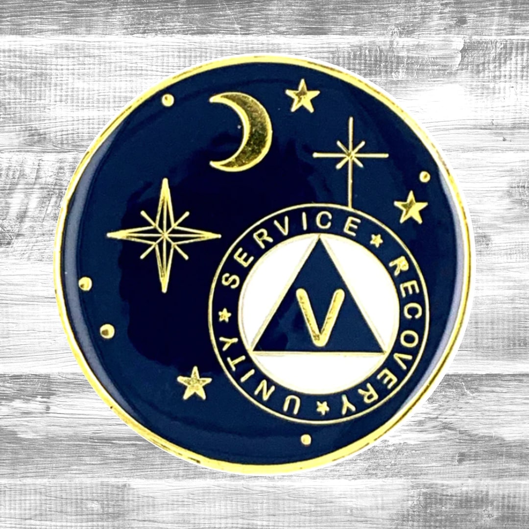 AA Birthday Coin Moon and Stars Medallion | Alcoholics Anonymous ...
