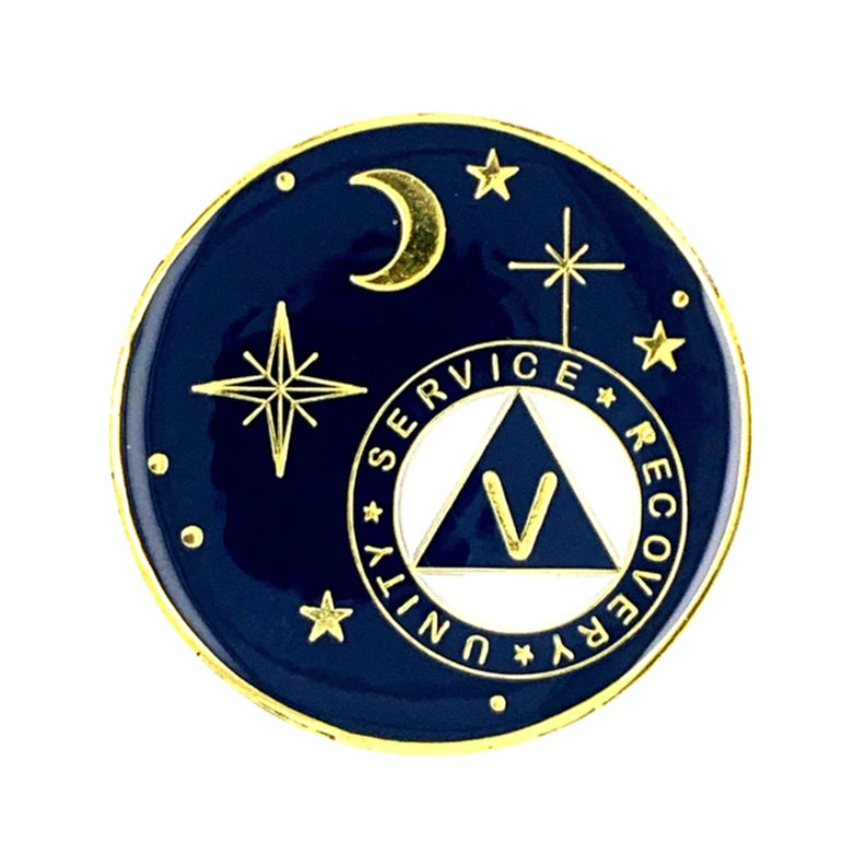 AA Birthday Coin Moon and Stars Medallion | Alcoholics Anonymous ...