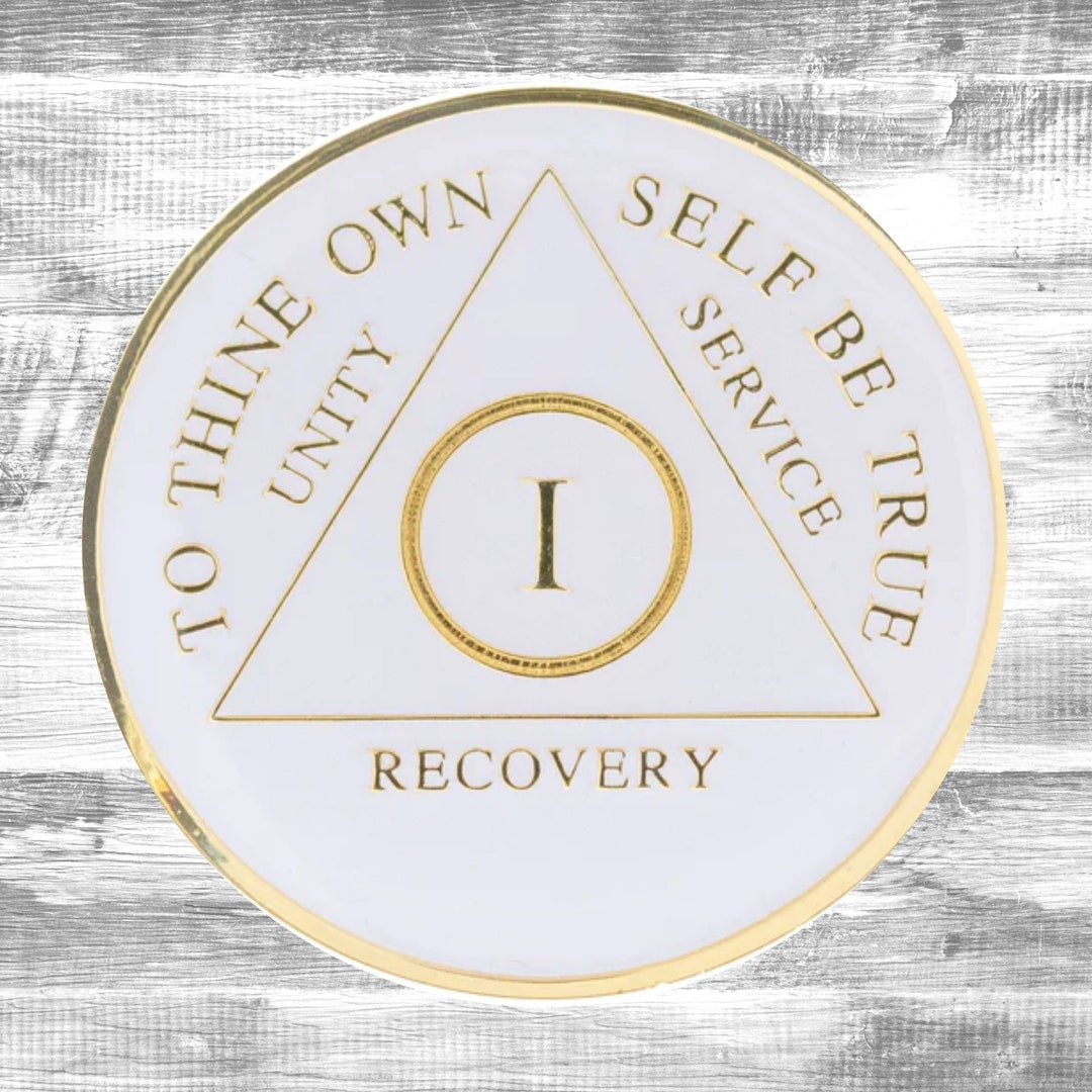 AA White Anniversary Recovery Coin Medallion | Alcoholics Anonymous ...
