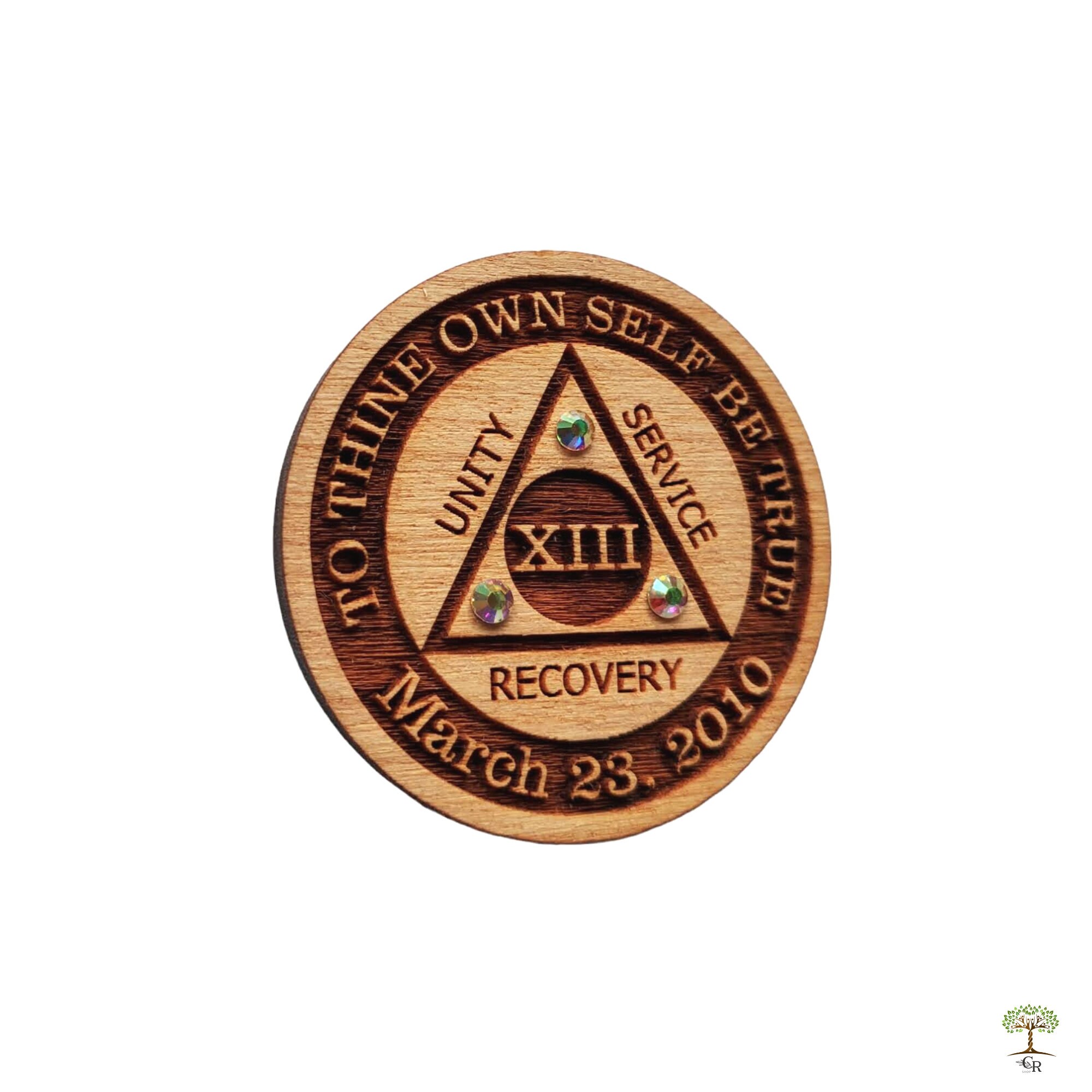 AA Personalized Wooden Anniversary Coin Swarovski Crystals Medallion ...