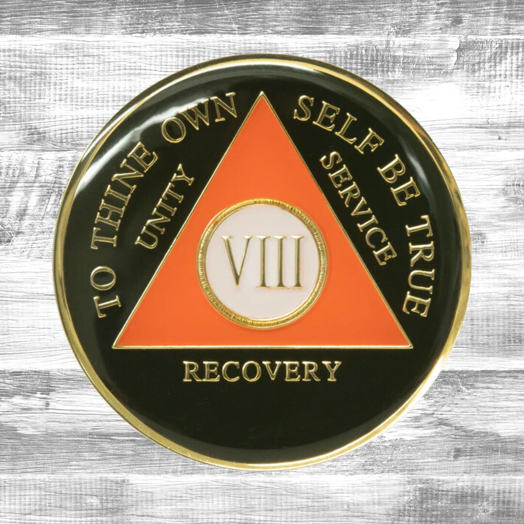 AA Anniversary Black and Orange Coin Medallion | Alcoholics Anonymous ...