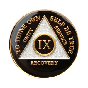 AA Anniversary Black Tri-plate Coin Medallion | Alcoholics Anonymous ...