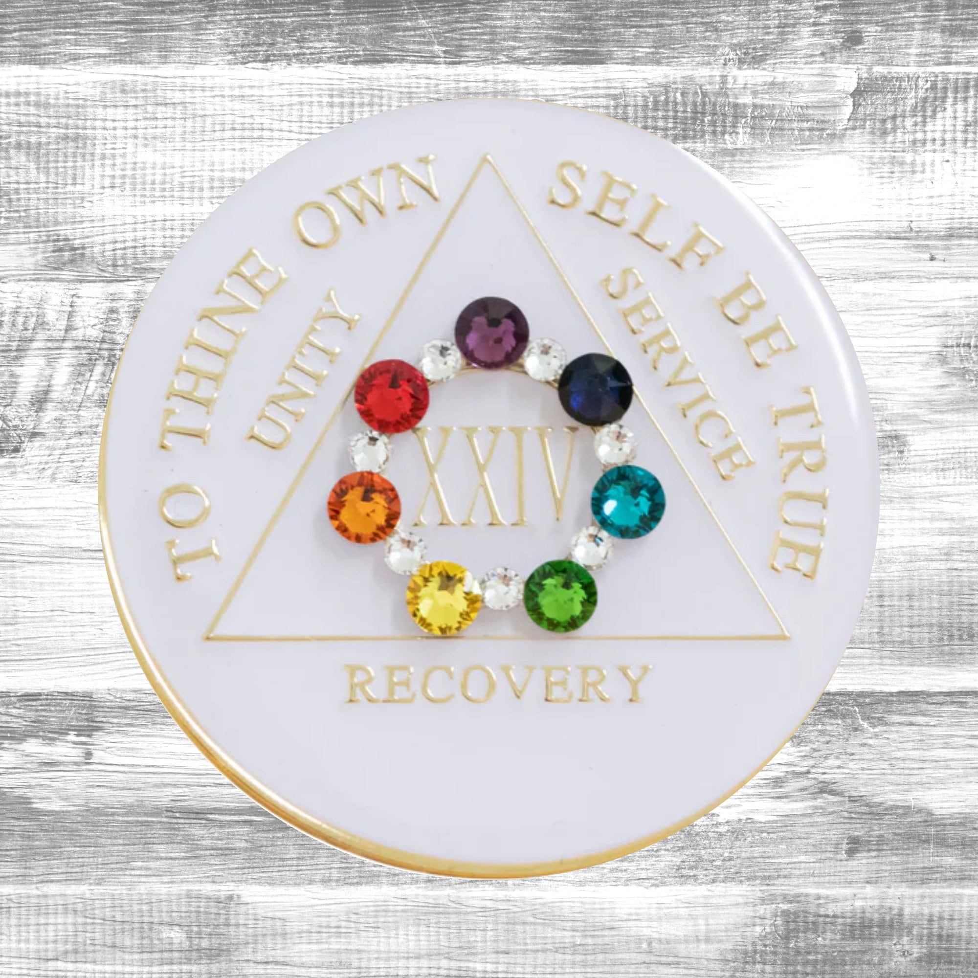 AA White Crystal Chakra Circle Coin Medallion Alcoholics Anonymous ...