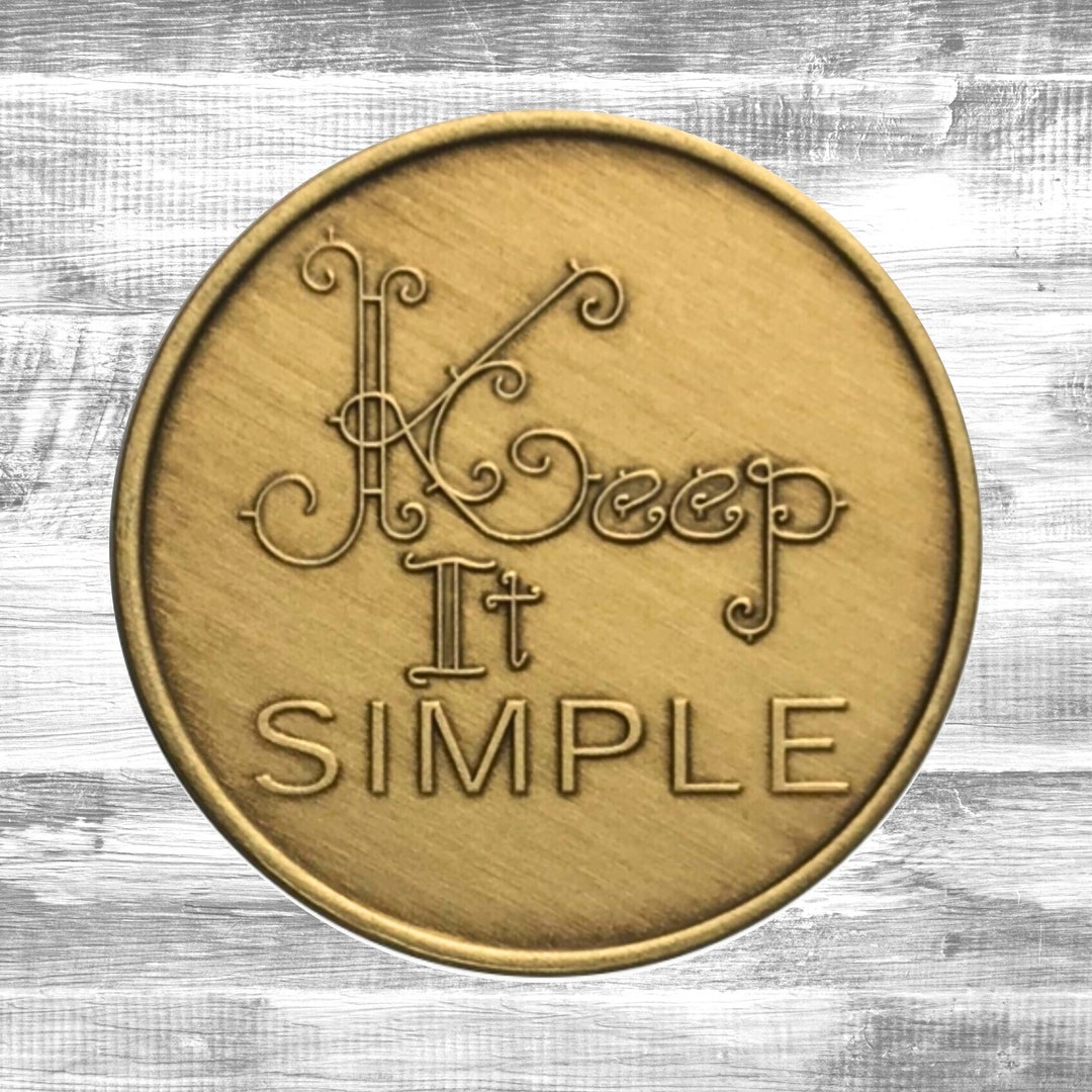 Keep It Simple Antique Bronze Coin | Alcoholics Anonymous Medallion ...