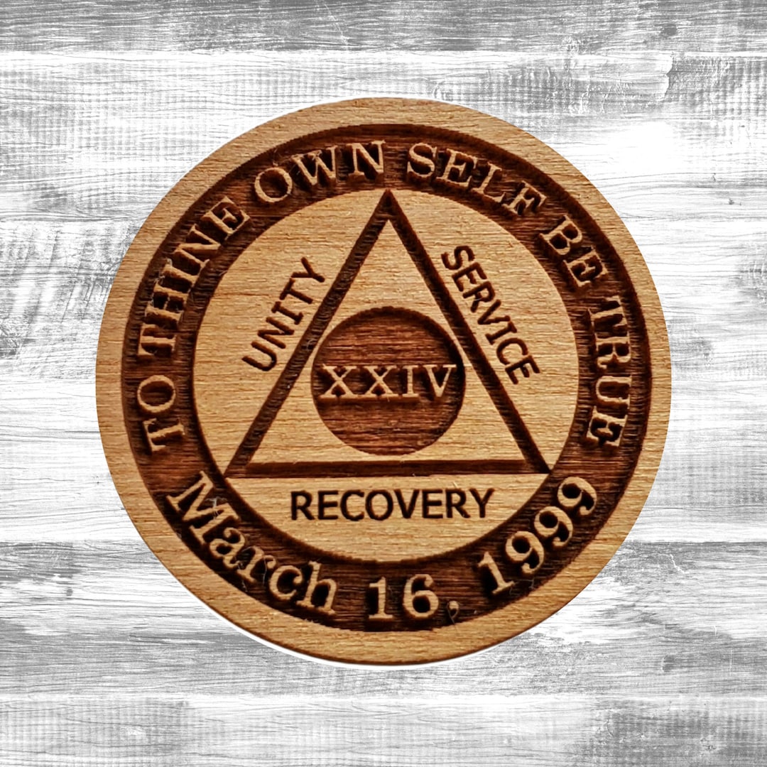 AA Personalized Wooden Anniversary Recovery Coin | AA Anniversary ...