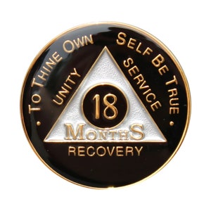 AA Anniversary Black Tri-plate Coin Medallion | Alcoholics Anonymous ...