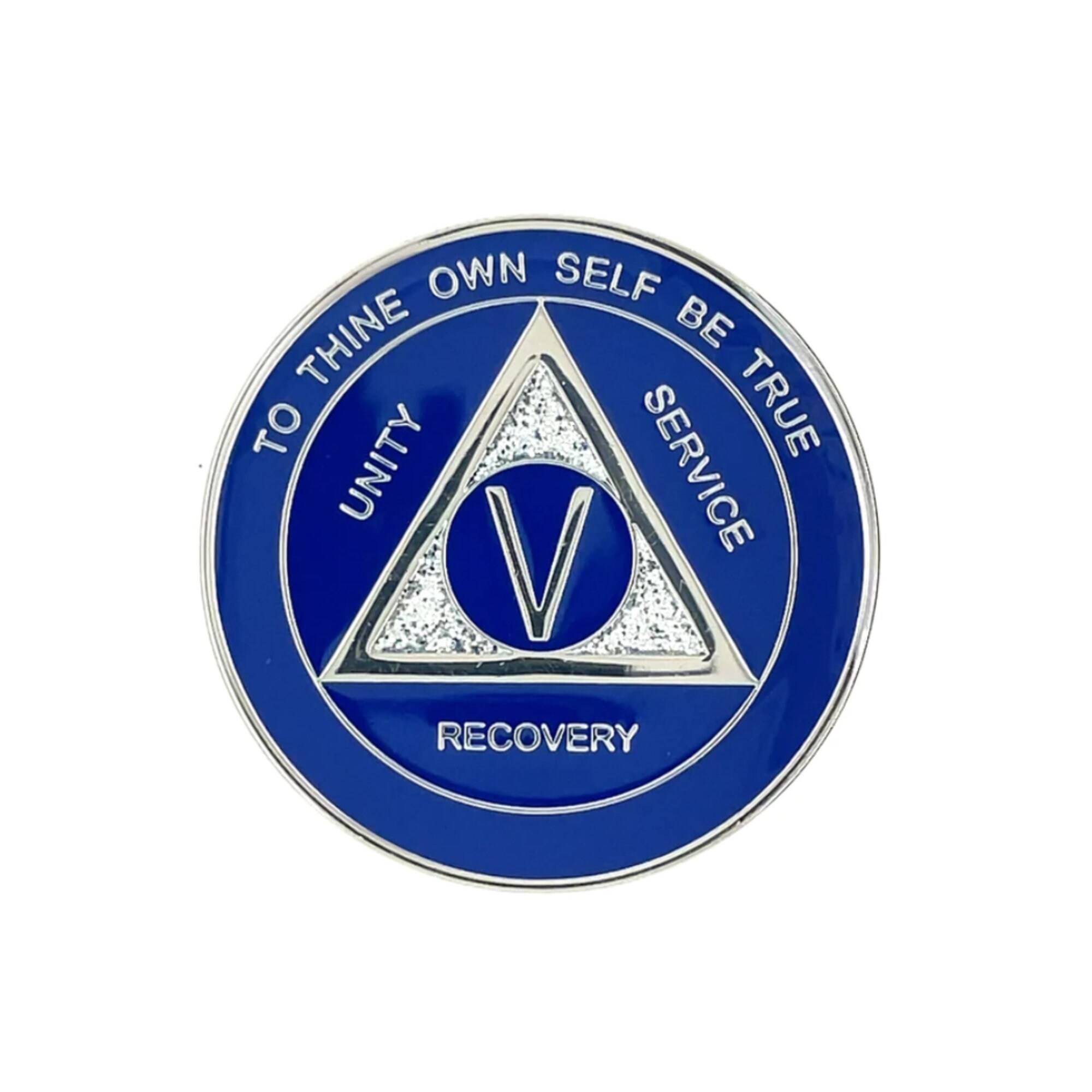 AA Blue & Silver Sparkle Silver Birthday Coin Medallion | Alcoholics ...