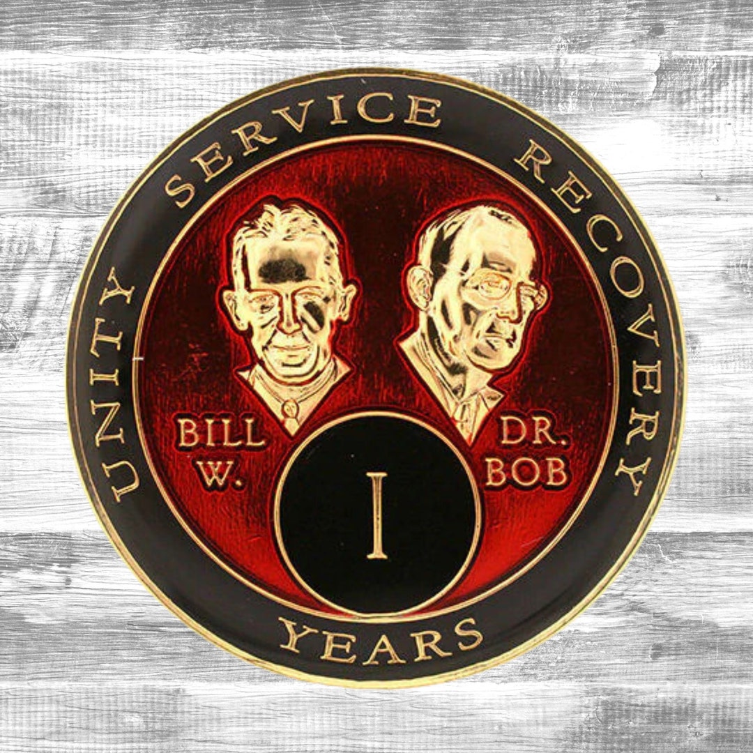 AA Founders Bill & Bob Red Anniversary Coin Medallion | Alcoholics ...