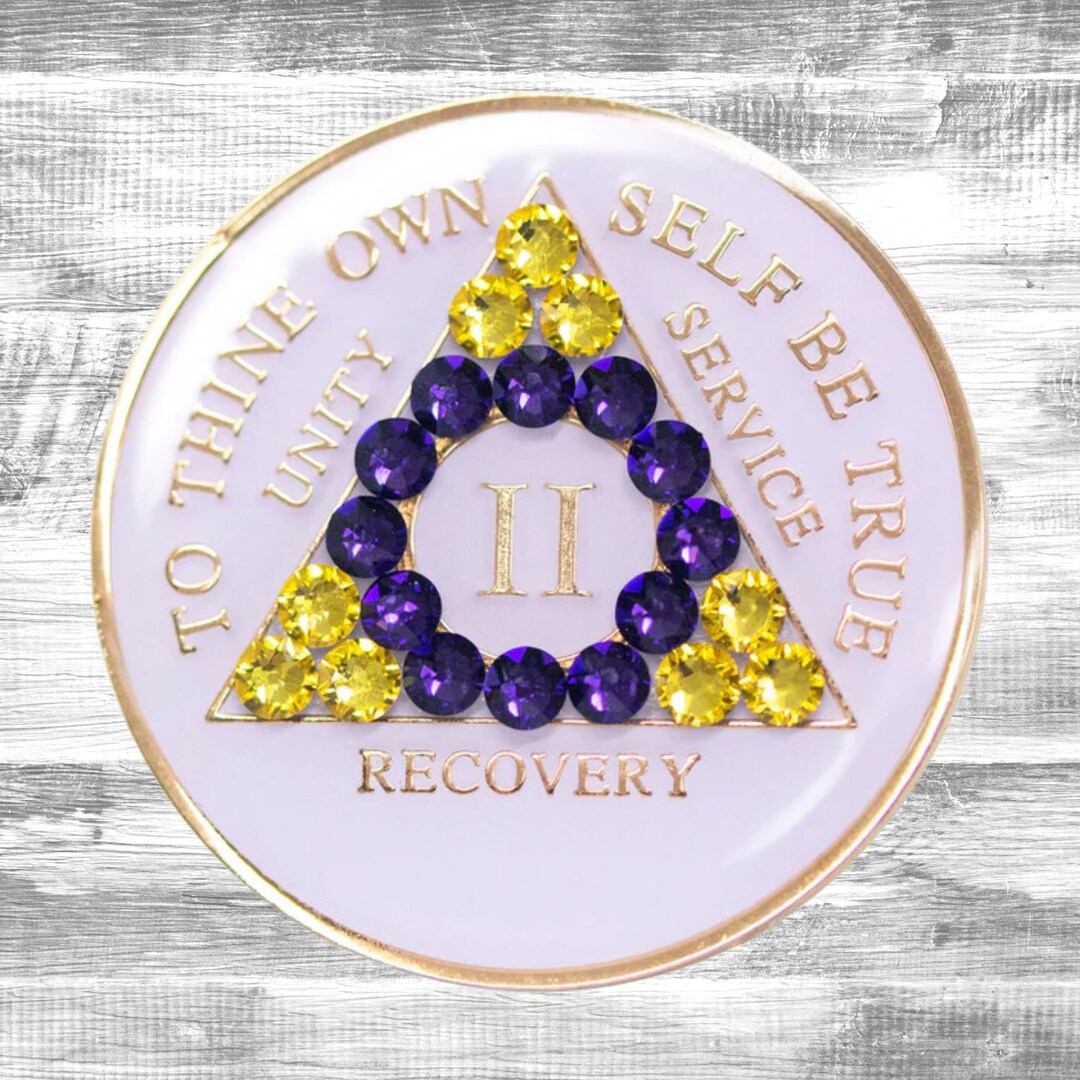 AA Anniversary White LGBTQ Crystal Intersex Flag Coin Medallion ...