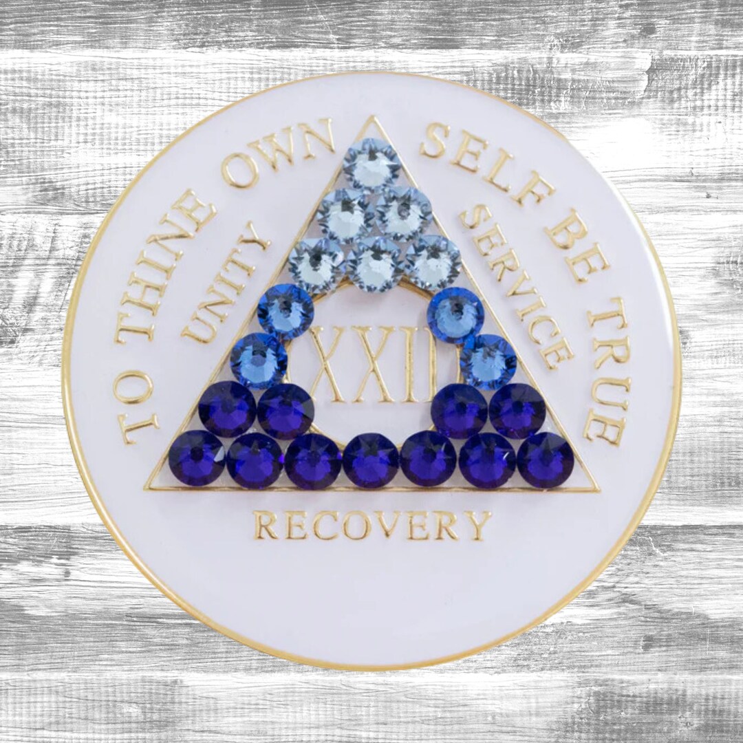 AA Anniversary White Blue Transition Coin Medallion | Alcoholics ...
