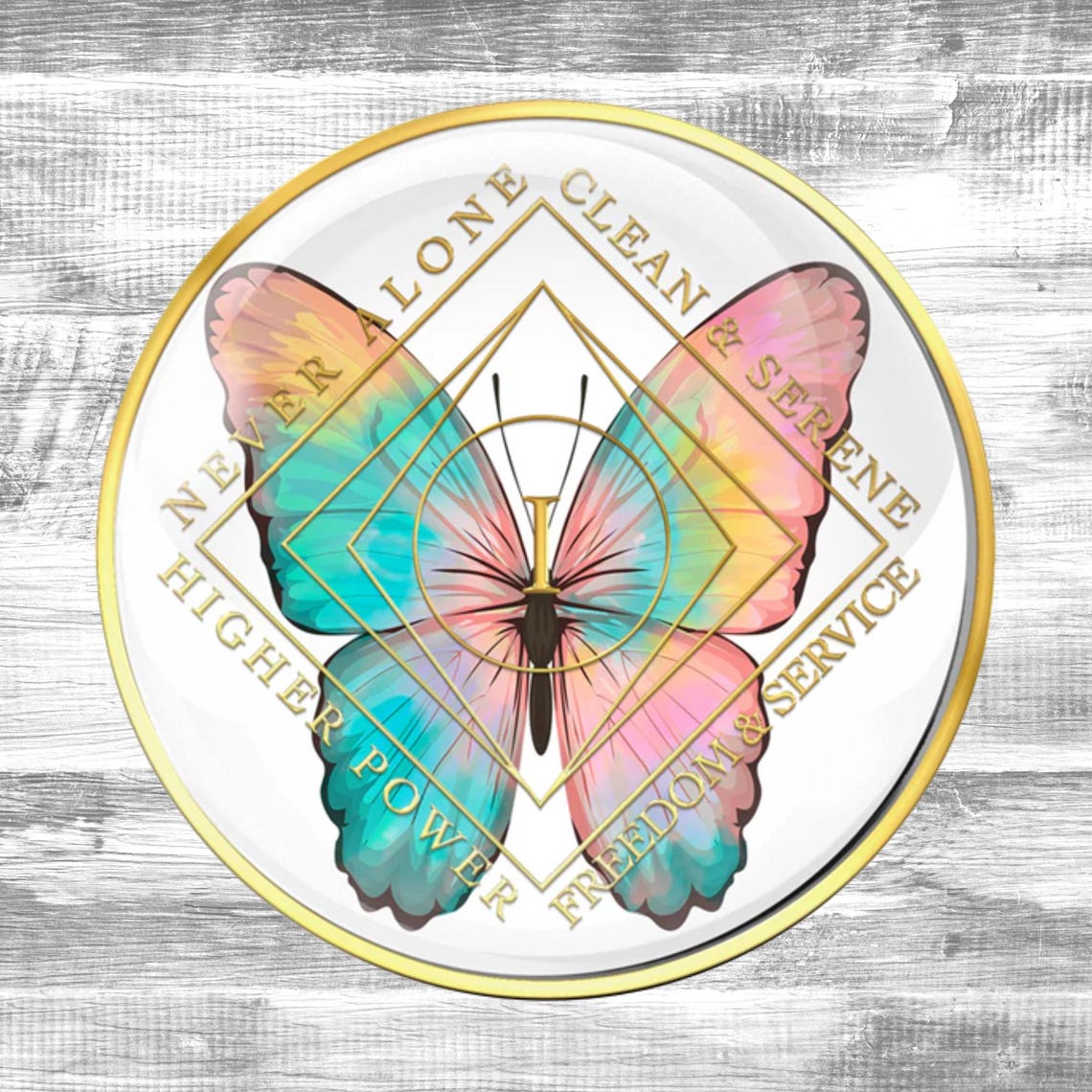 NA Clean Time Butterfly Medallion: Narcotics Anonymous Sobriety Token ...