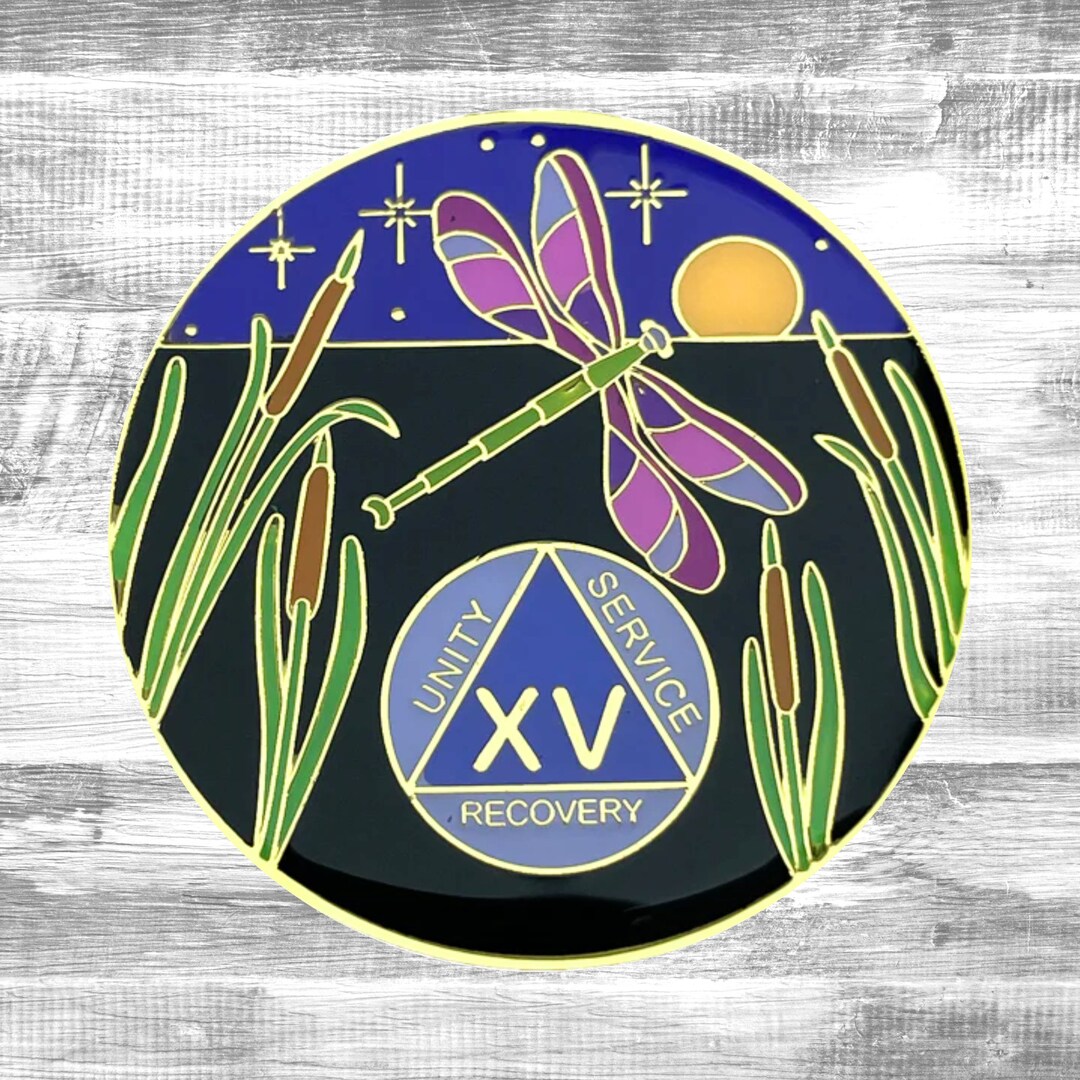 AA Dragonfly Anniversary Recovery Coin Medallion | Alcoholics Anonymous ...