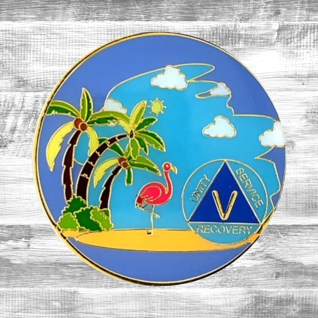 AA Beach Theme Anniversary Recovery Coin Medallion | Alcoholics ...