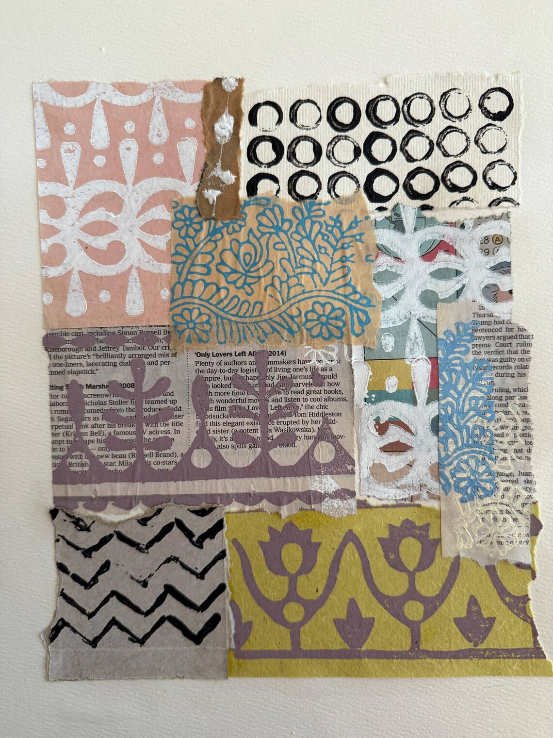 Mixed Media Collage - Block Print on Paper 1 - Etsy
